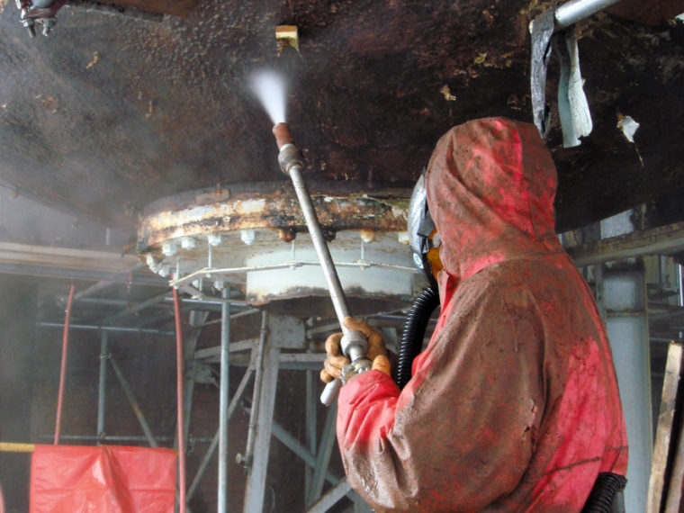 Asbestos removal with Quill Falcon Cyclone Dustless Blasting